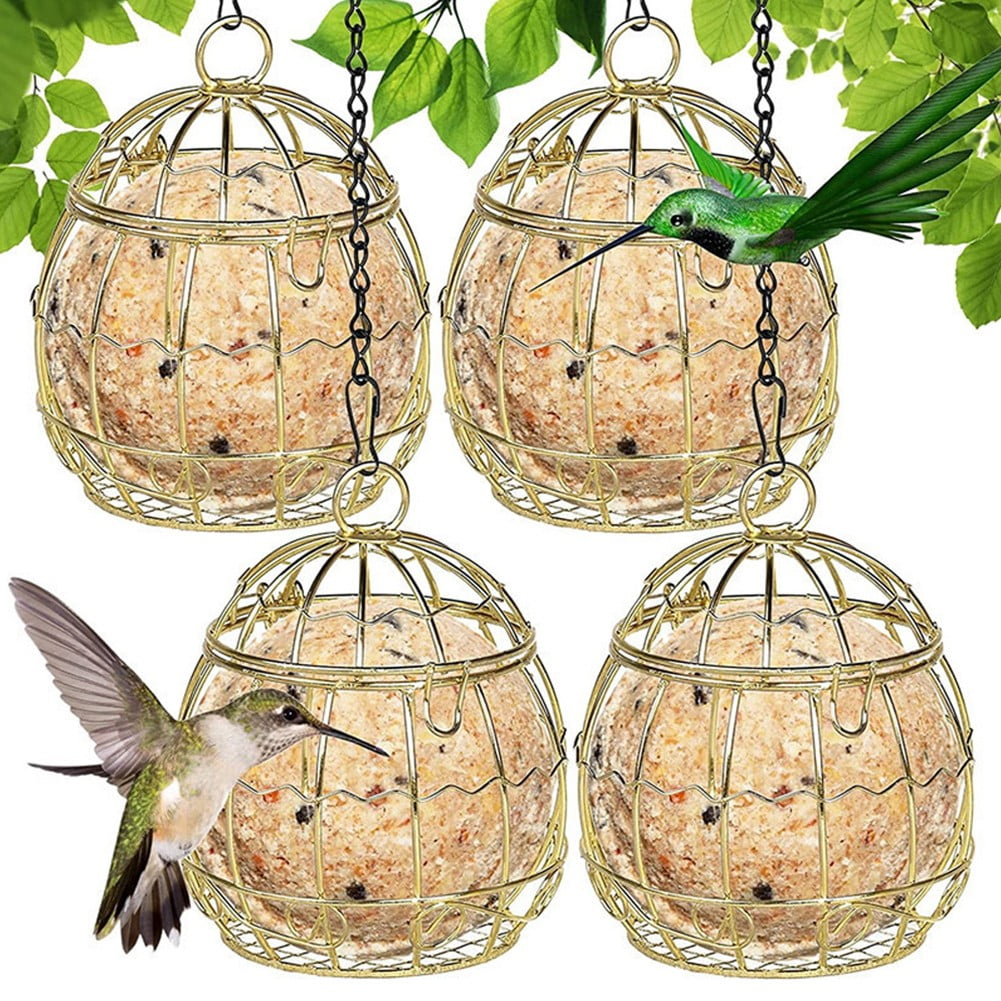 4Pcs Fat Ball Bird Feeders Hanging Suet Ball Feeder Metal Fat Ball Bird ...