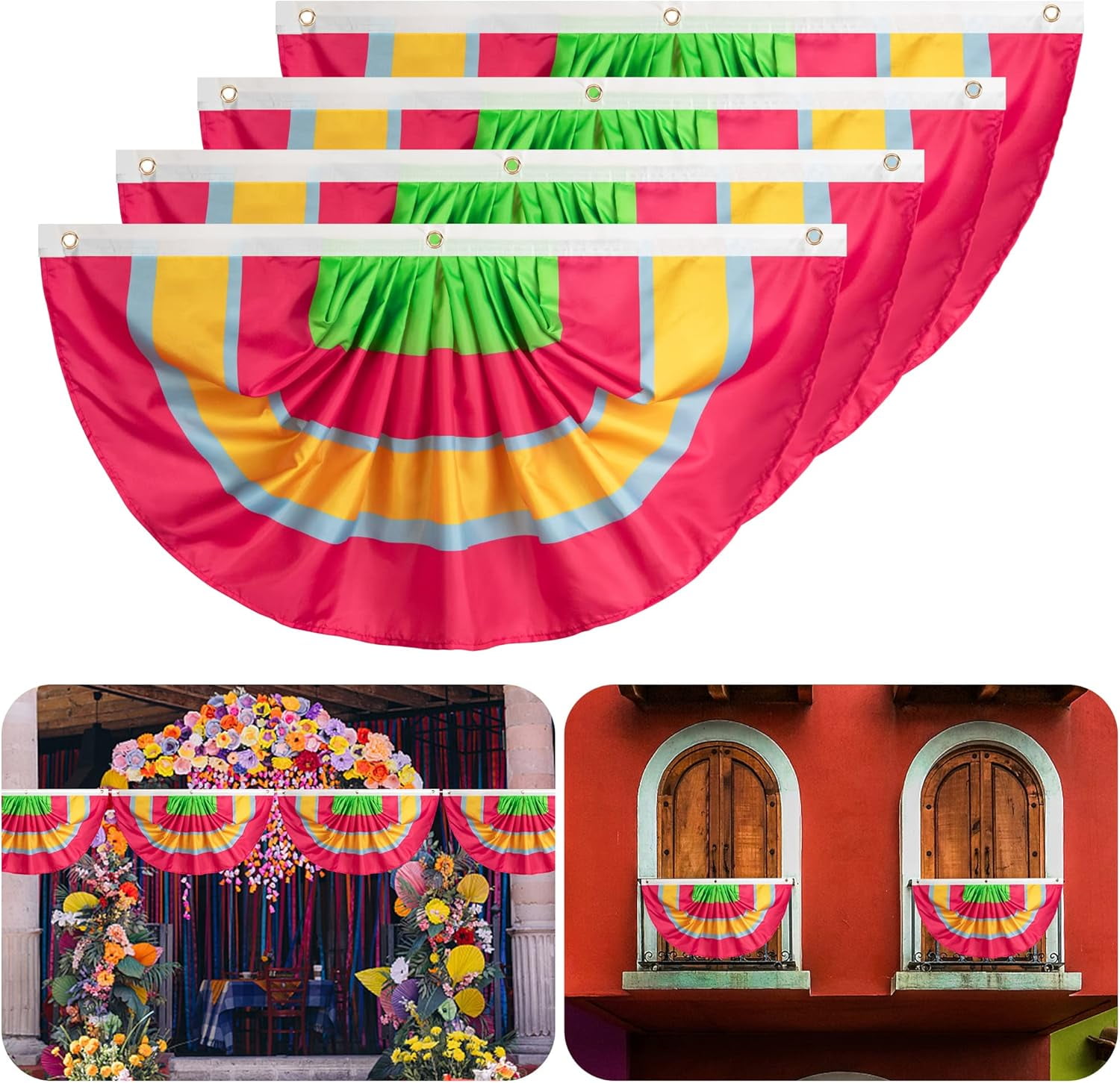 4Pcs Fiesta Serape Bunting Flag - 3 x1.5 Ft Cinco de Mayo Fan Flag ...