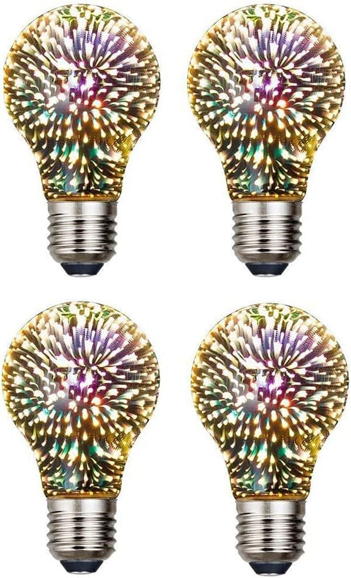 4Pcs Filament Firework Bulb, 3D Effect Multicolor LED Light Bulb, A60 ...