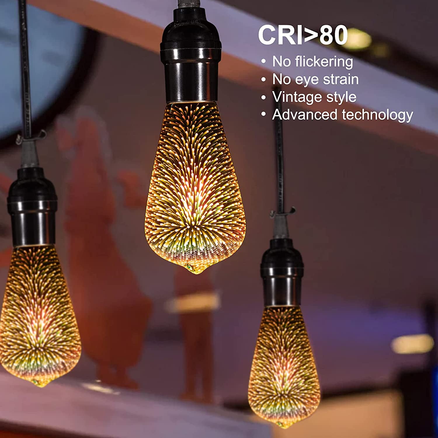 4Pcs Firework Light Bulbs - Galaxy Bulb,4W LED Decorative Edison Bulbs ...