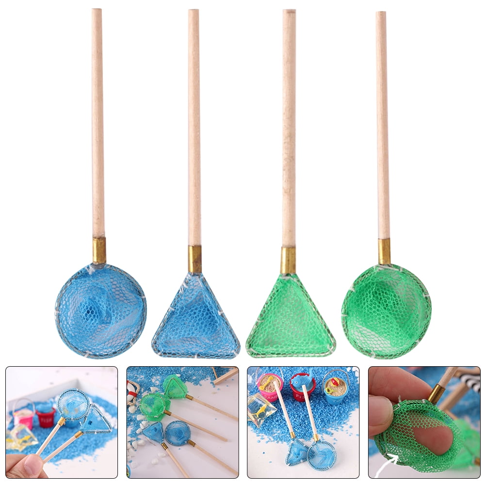 OUNONA 4Pcs Miniature Fishing Net Green for Dollhouse Accessories ...