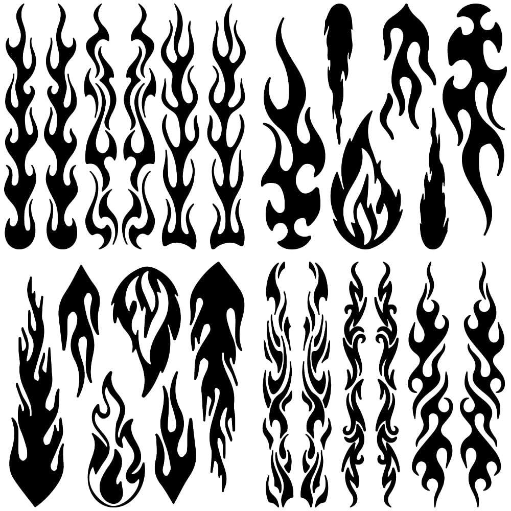 4Pcs Flame Car Stickers PET Waterproof Self-Adhesive Reflective Car ...