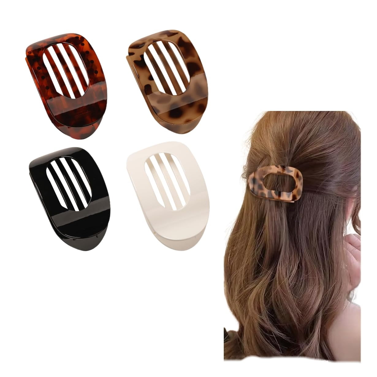 4Pcs Flat Hair Clips, Strong Hold French Flat Claw Clips for Women for ...