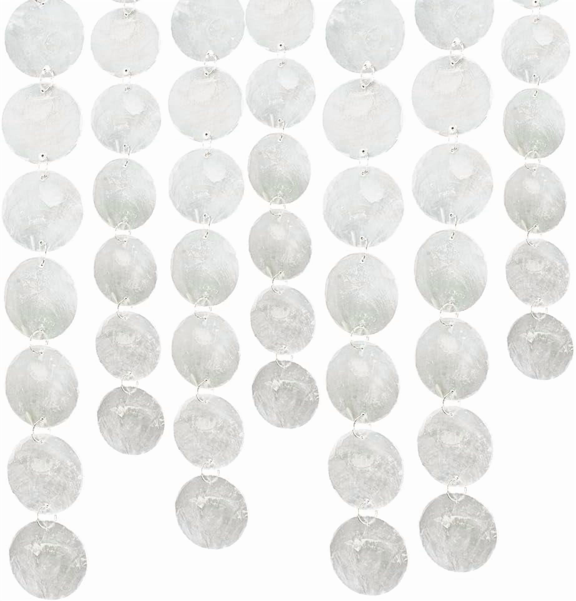 4Pcs Flat Round Natural Shell Door Curtain with Iron Findings White ...