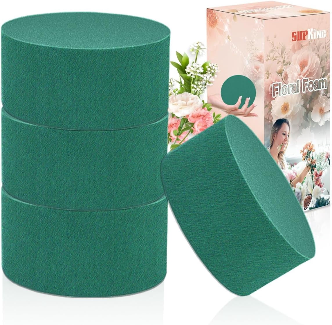 4Pcs Floral Foam Round 3.15" Small Green Wet Dry Flower Foam Blocks ...