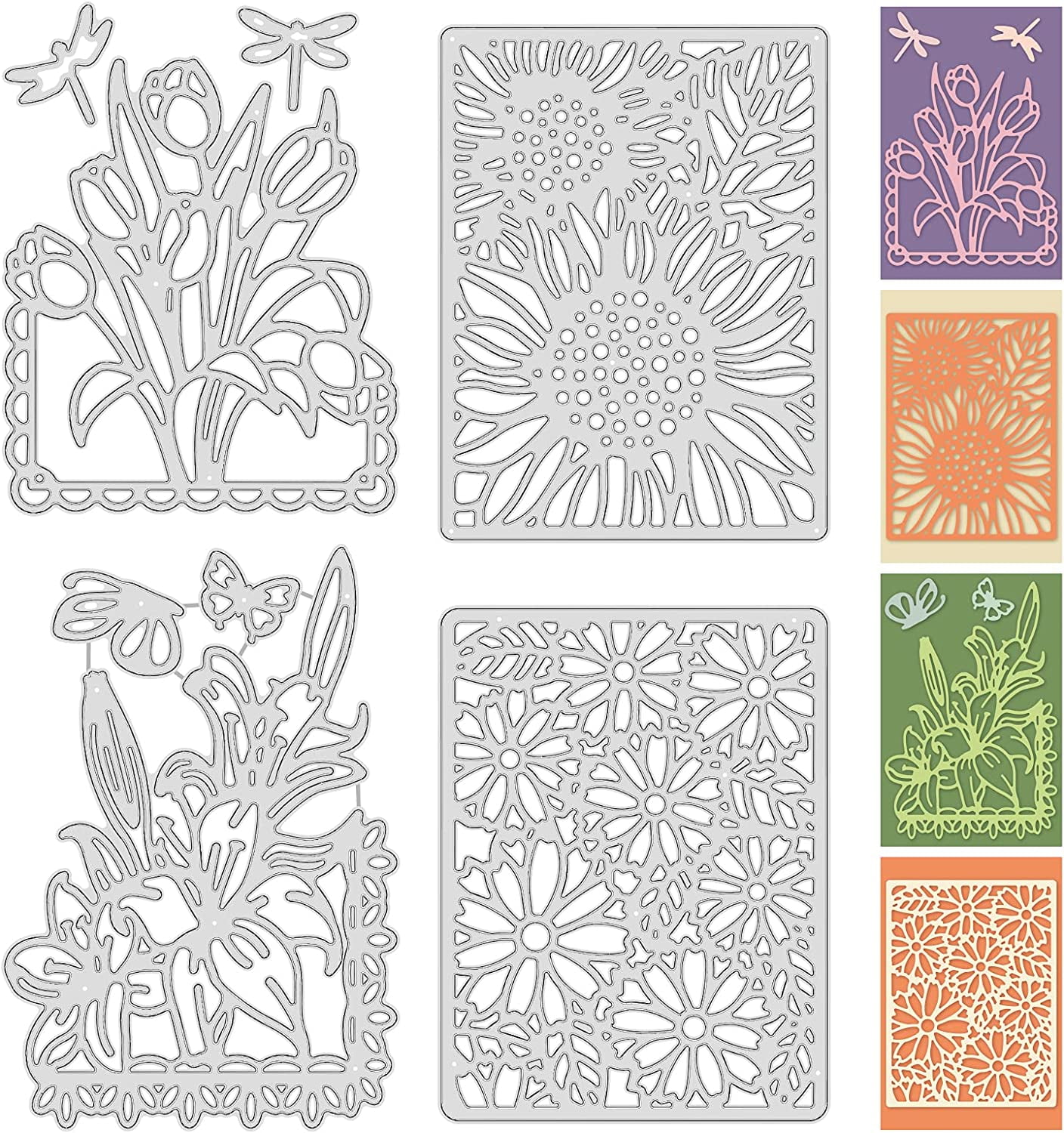 4Pcs Flower Border Frame Metal Cutting Dies Embossing Stencils Template ...