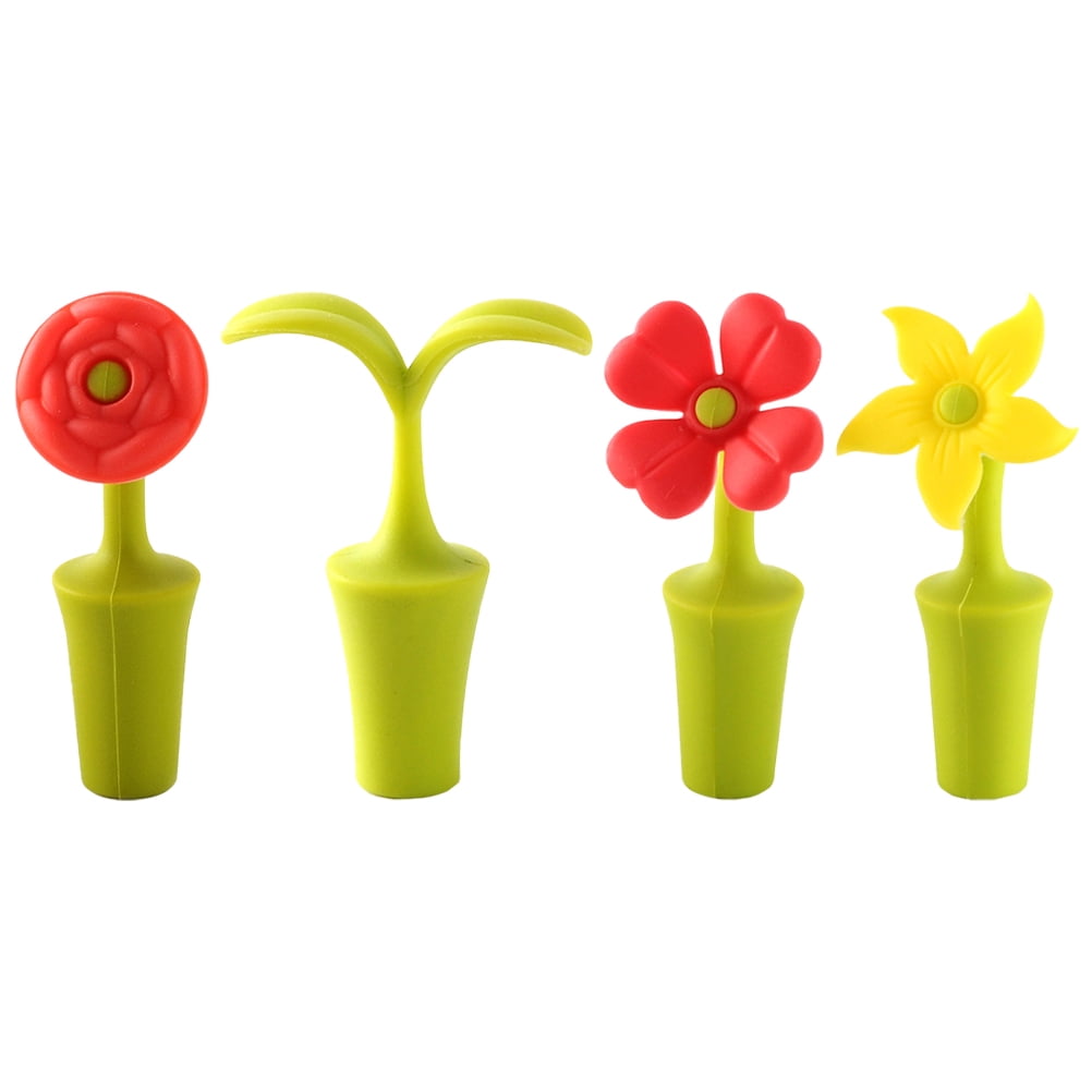 4Pcs Flower Bottle Stoppers Silicone Wine Stoppers for Wine Bottle ...