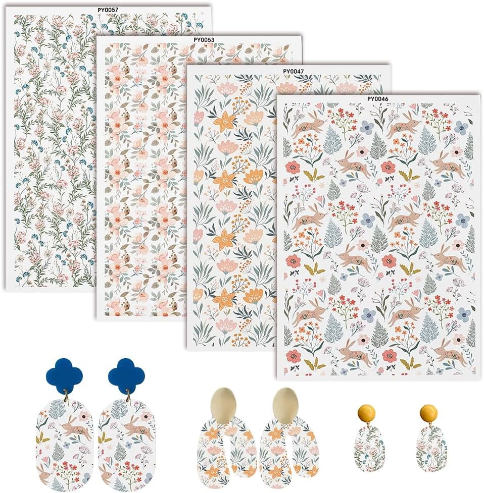 4Pcs Flower Ceramics Clay Transfer Paper 4 Styles Underglaze Transfer ...