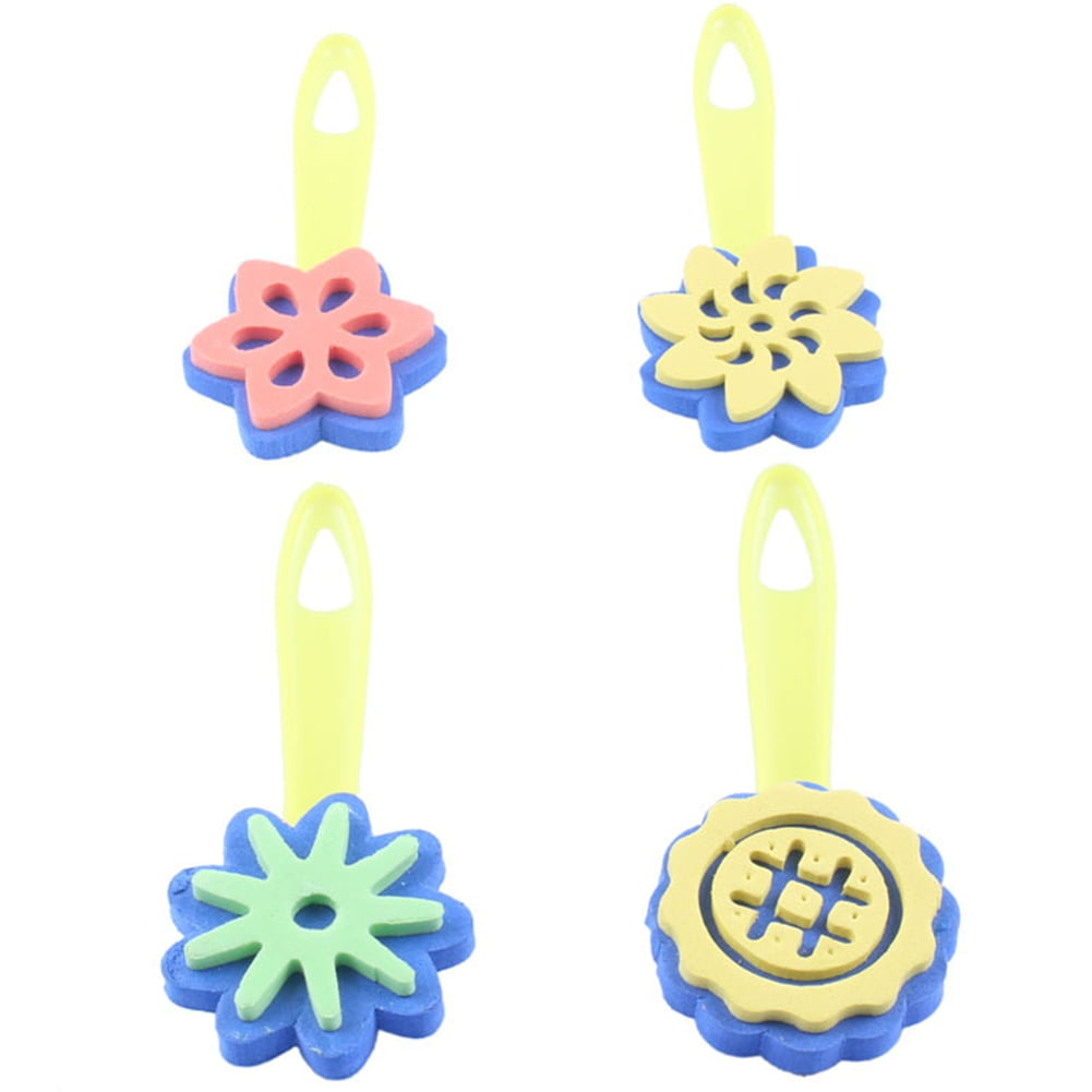 4Pcs Flower EVA Sponge Painting Stamper Brush Children DIY Drawing ...