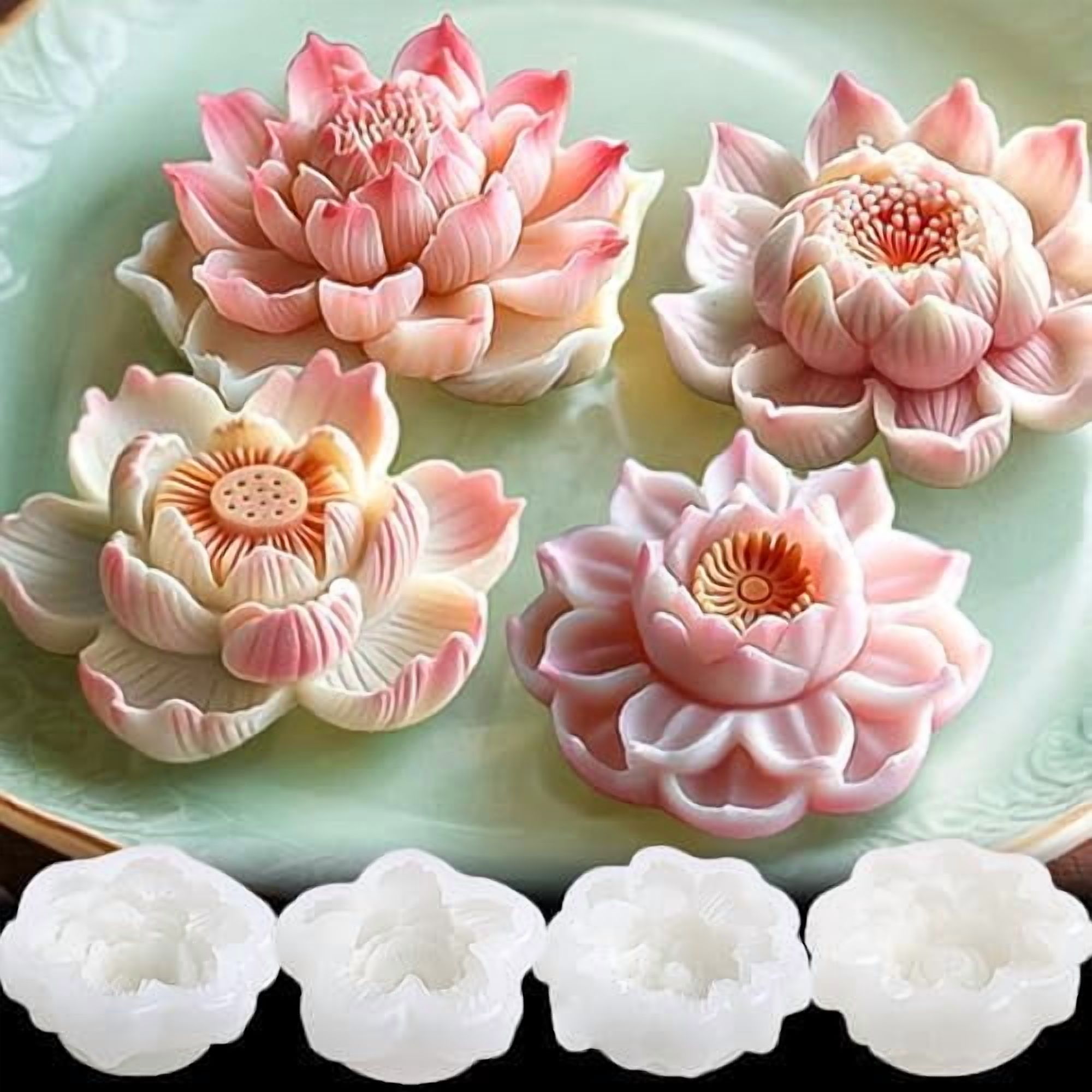 4Pcs Flower Silicone Molds 3D Flower Mold Silicone Mold Flower Molds ...