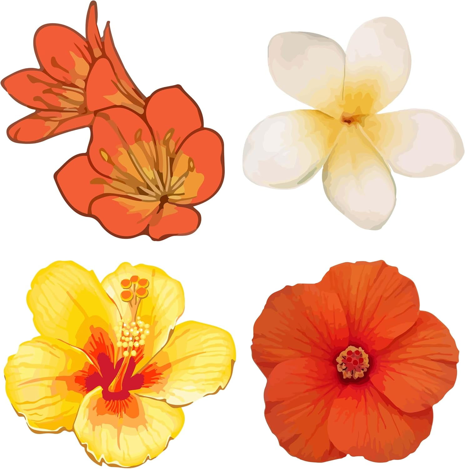 4Pcs Flower Window Clings 16cm Spring Window Decal Floral Reusable Non ...