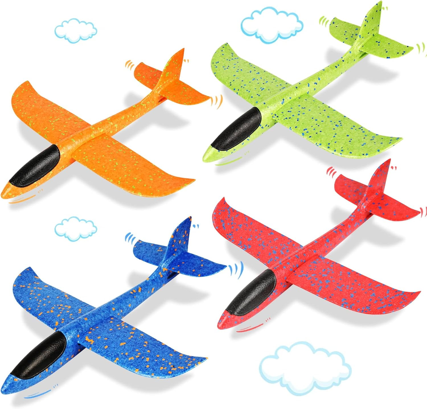 4Pcs Foam Airplanes for Kids Toddler 3 Flight Mode 13.5" Foam Glider ...