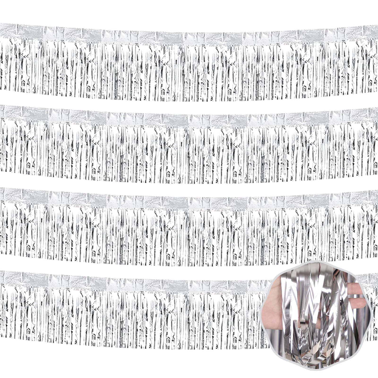 4Pcs Foil Fringe Garland Metallic Foil Tinsel Streamers, 12in x 10ft ...