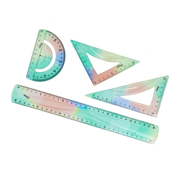 4Pcs Foldable Ruler with Triangles Ruler Protractor Straight Ruler ...