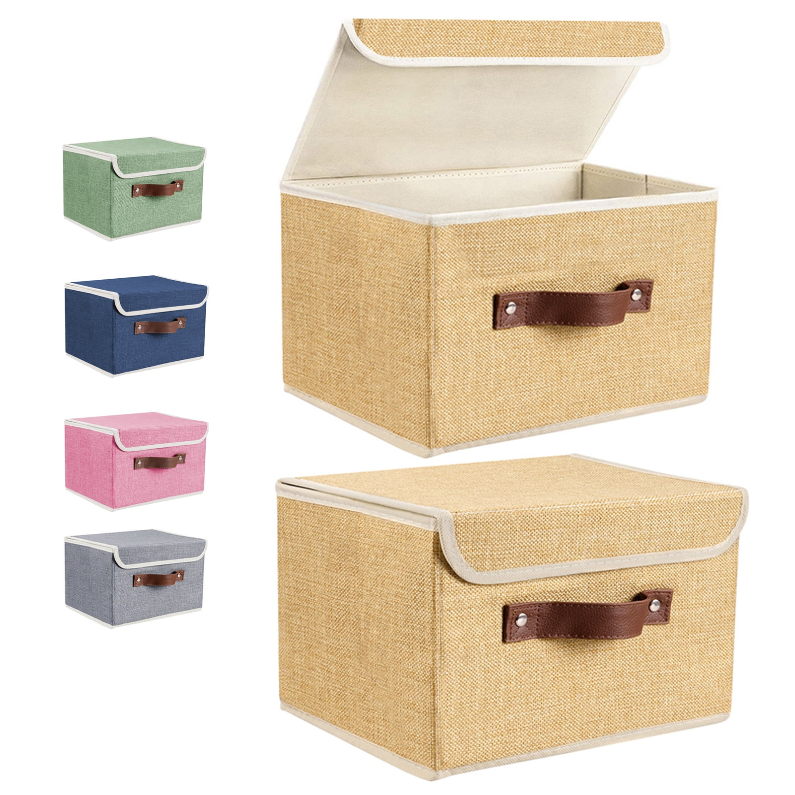 4Pcs Foldable Storage Bin Boxes with Lid Fabric Basket Container ...