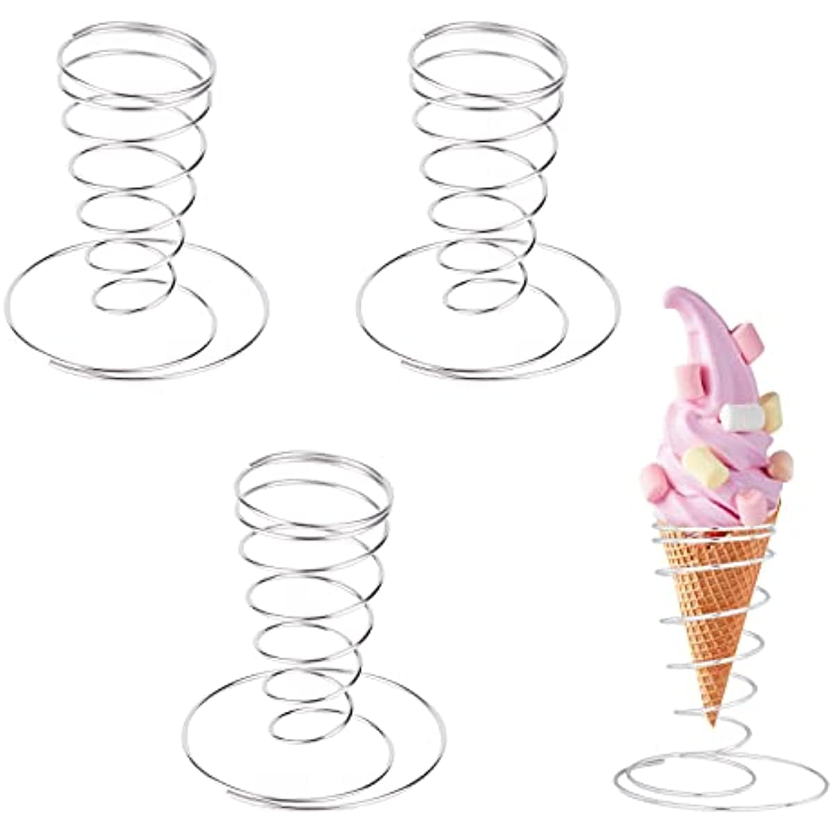 4Pcs Food Cone Display Spiral Food Holder Black Iron Ice Cream Cone ...