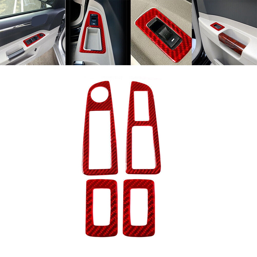 4Pcs For Chrysler 300 05-07 Red Carbon Fiber Interior Window Control ...