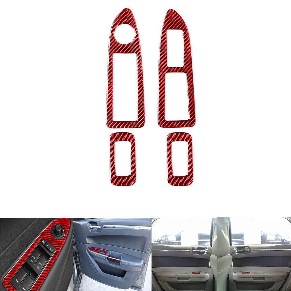 4Pcs For Chrysler 300 Red Carbon Fiber Interior Window Lift Switch ...
