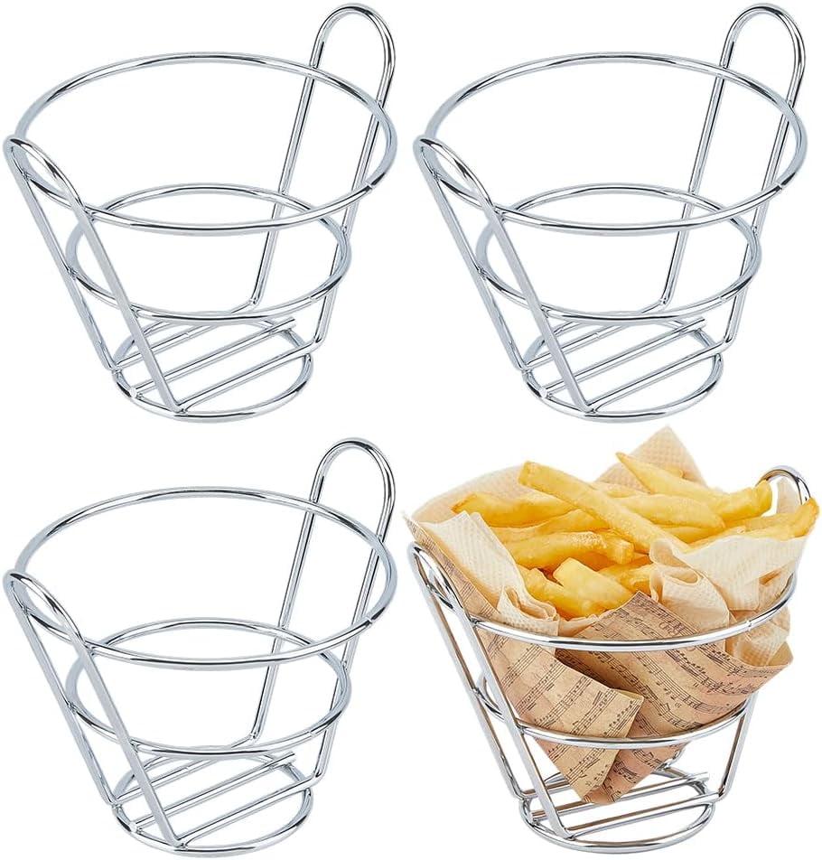 4Pcs French Fries Stand Cone Basket Steel French Fries Chips Holder ...