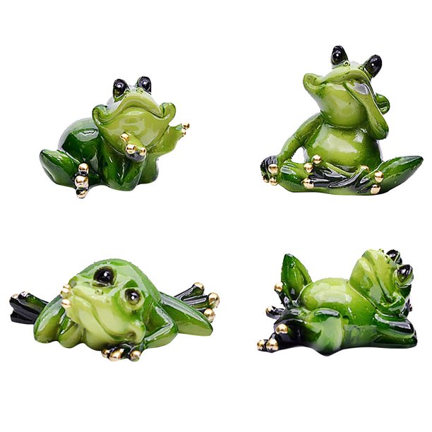 4Pcs Frog-shape Statue Decor Resin Frogs Model Adorable Frogs Figurines ...