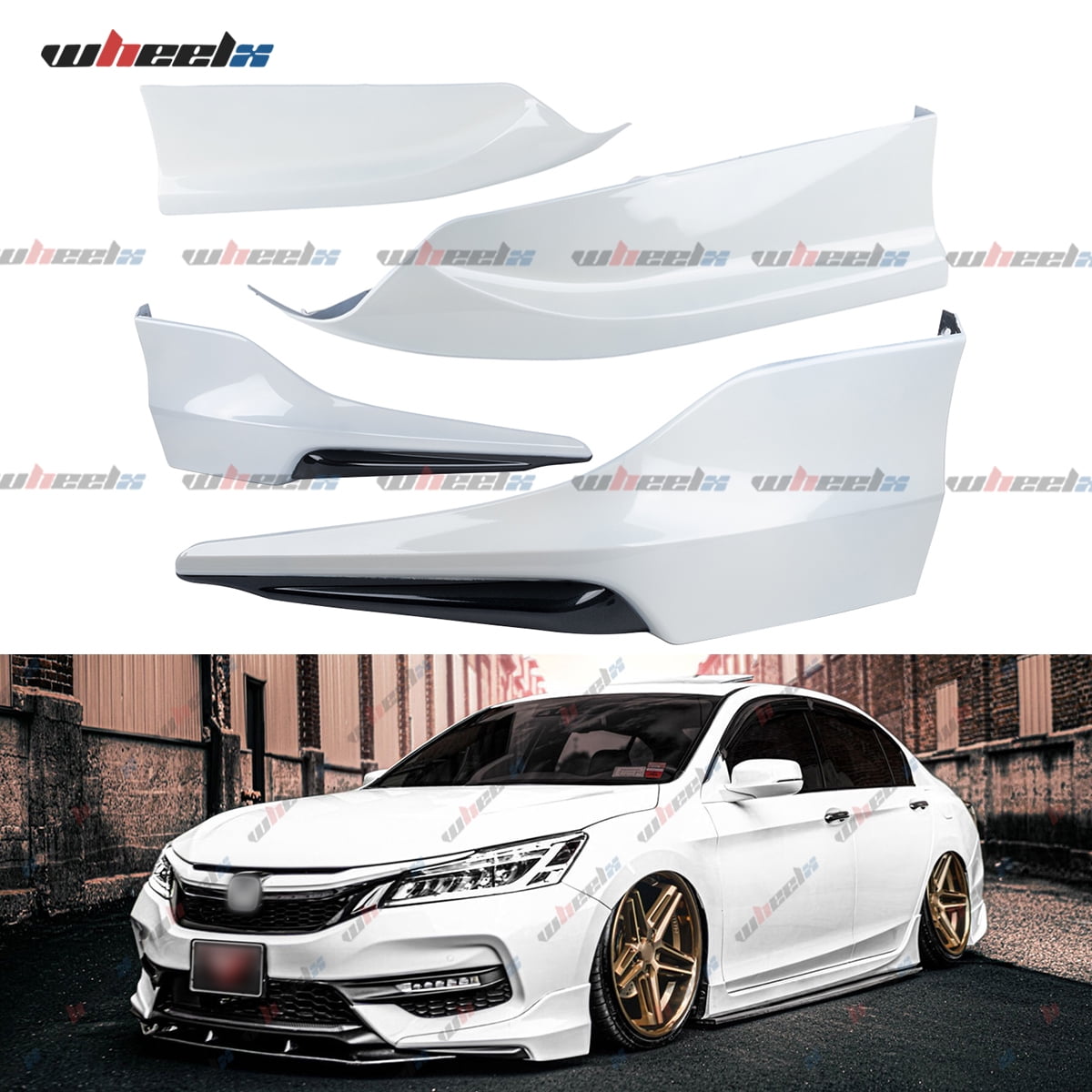 4Pcs Front & Rear Bumper Lip Splitter Compatible with 2016-2017 Honda ...