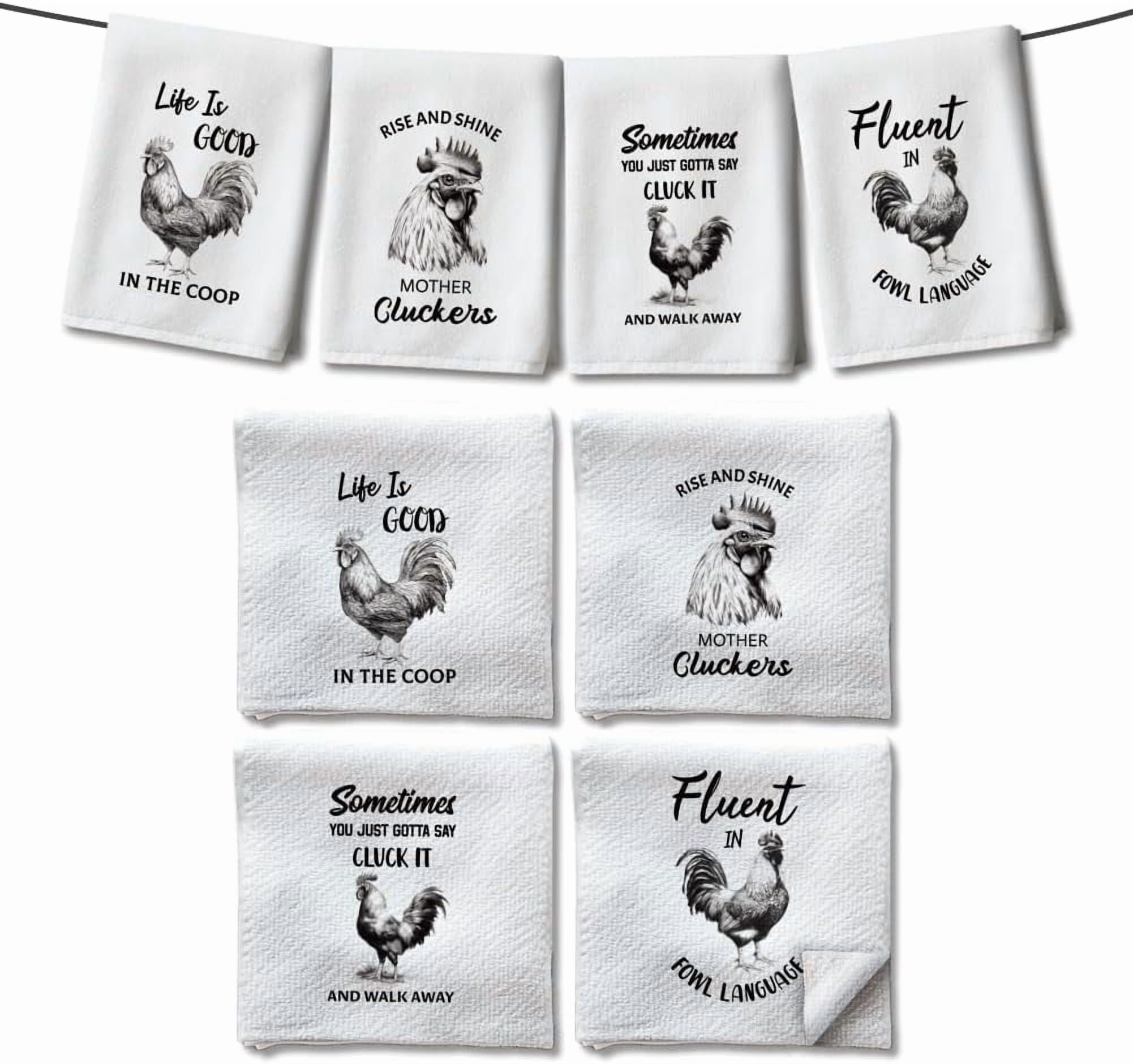 4Pcs Funny Rooster Hand Towels Vintage Chicken Farmhouse Kitchen Dish ...