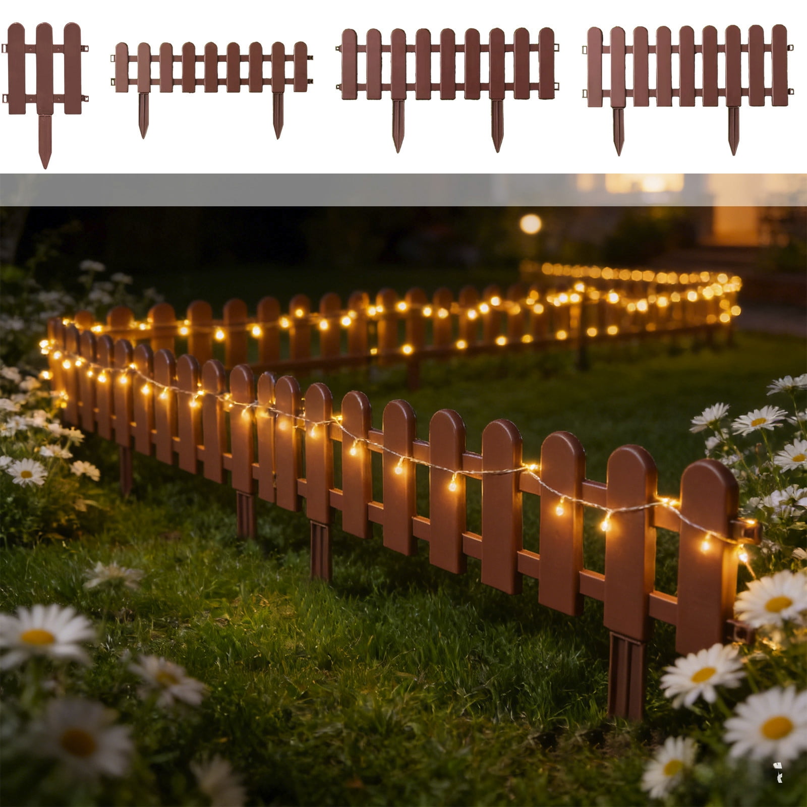 4Pcs Garden Fence, Kadlawus Garden Fence, Small Brown Plastic Edging ...