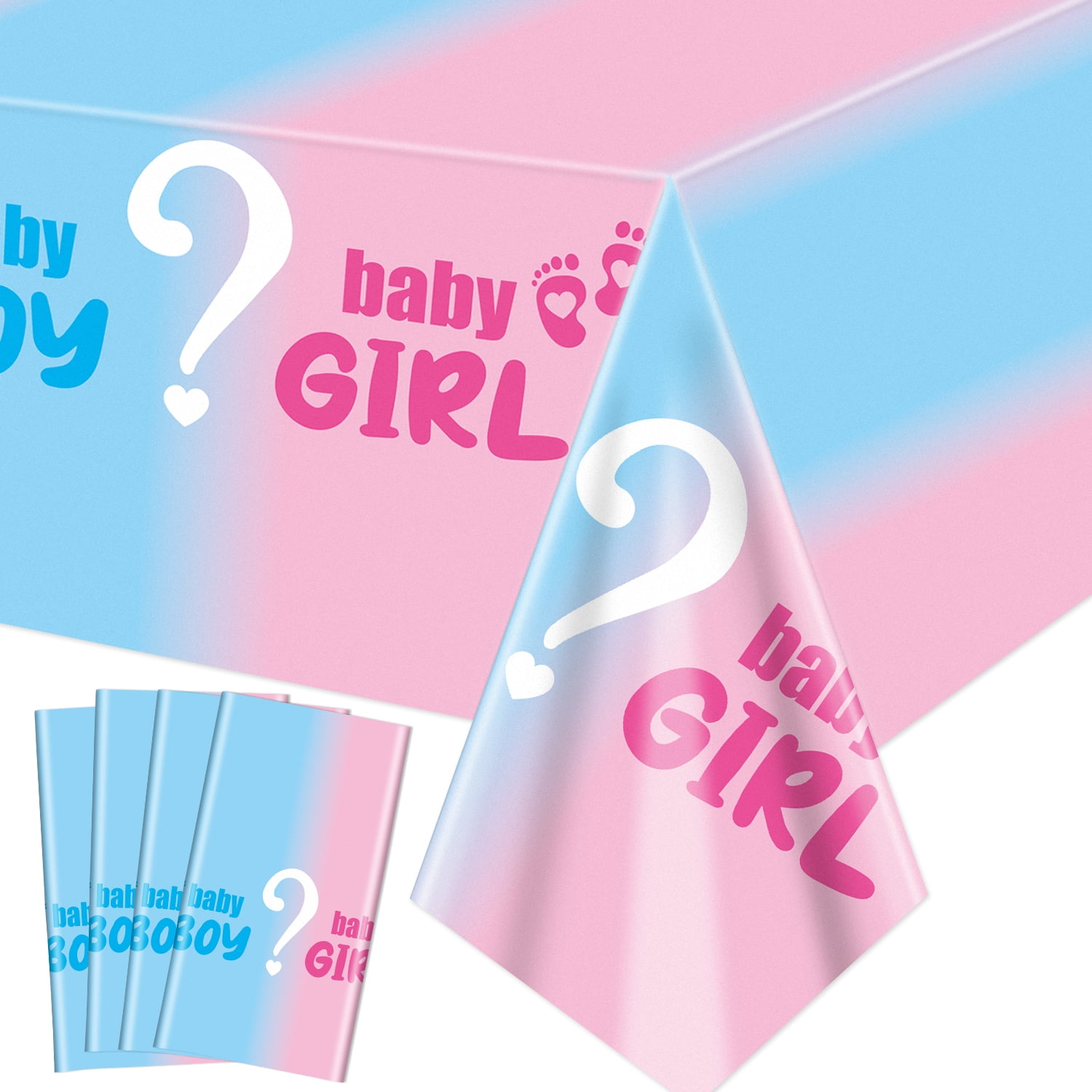 4Pcs Gender Reveal Tablecloth - Gender Reveal Table Decorations ...