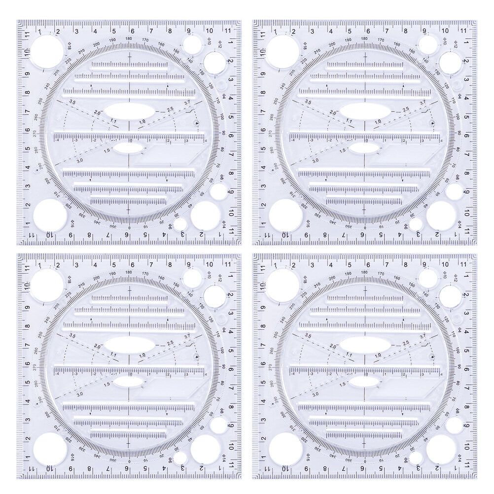 4Pcs Geometric Ruler Geometric Drawings Templates Drawing Scales ...