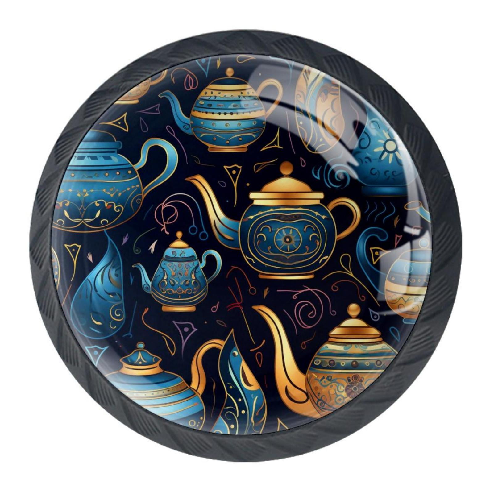 4Pcs Glass Drawer Knob, 35mm Arabic Teapot C Cabinet Knobs Drawer Door ...