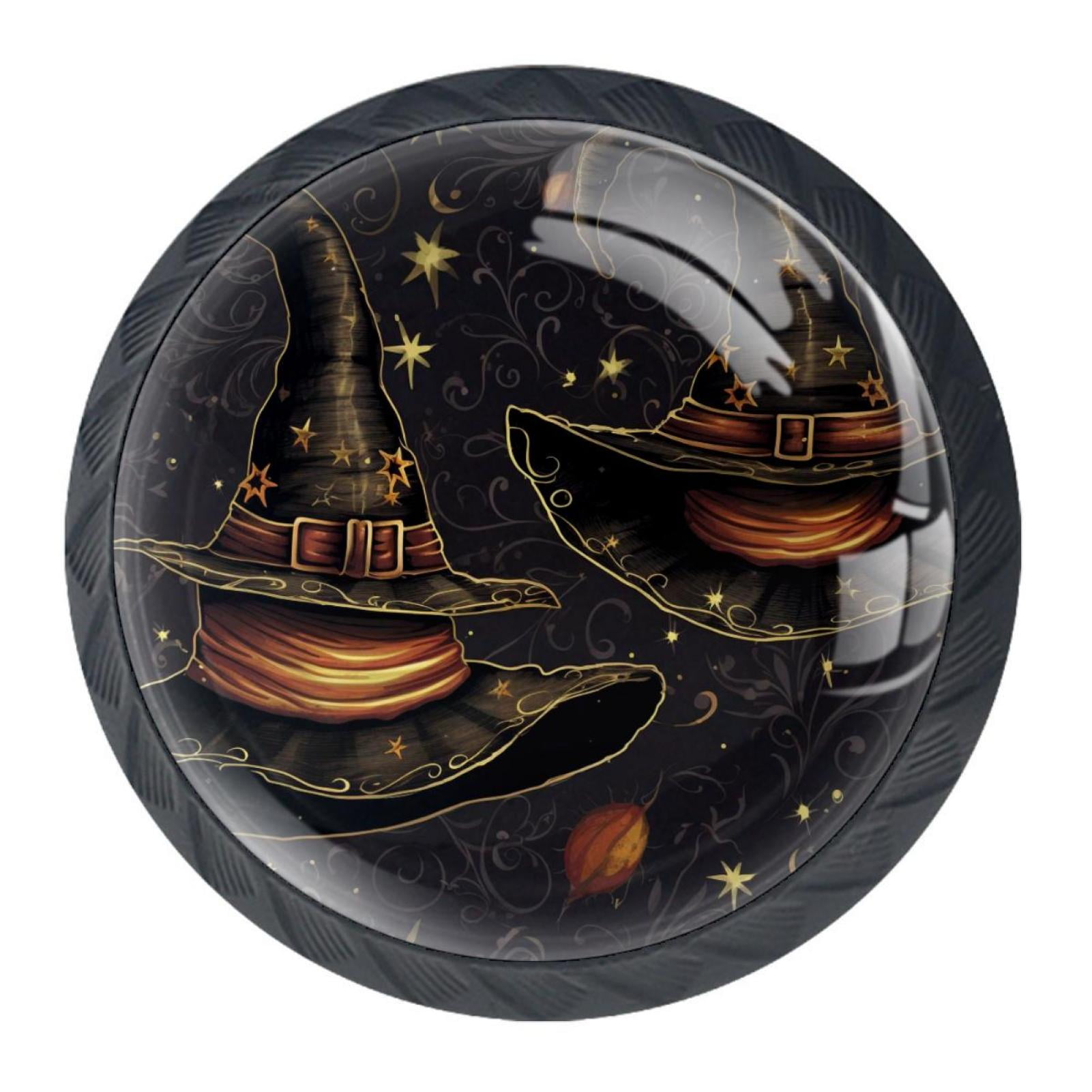 4Pcs Glass Drawer Knob, 35mm Halloween Witch Hat a Cabinet Knobs Drawer ...