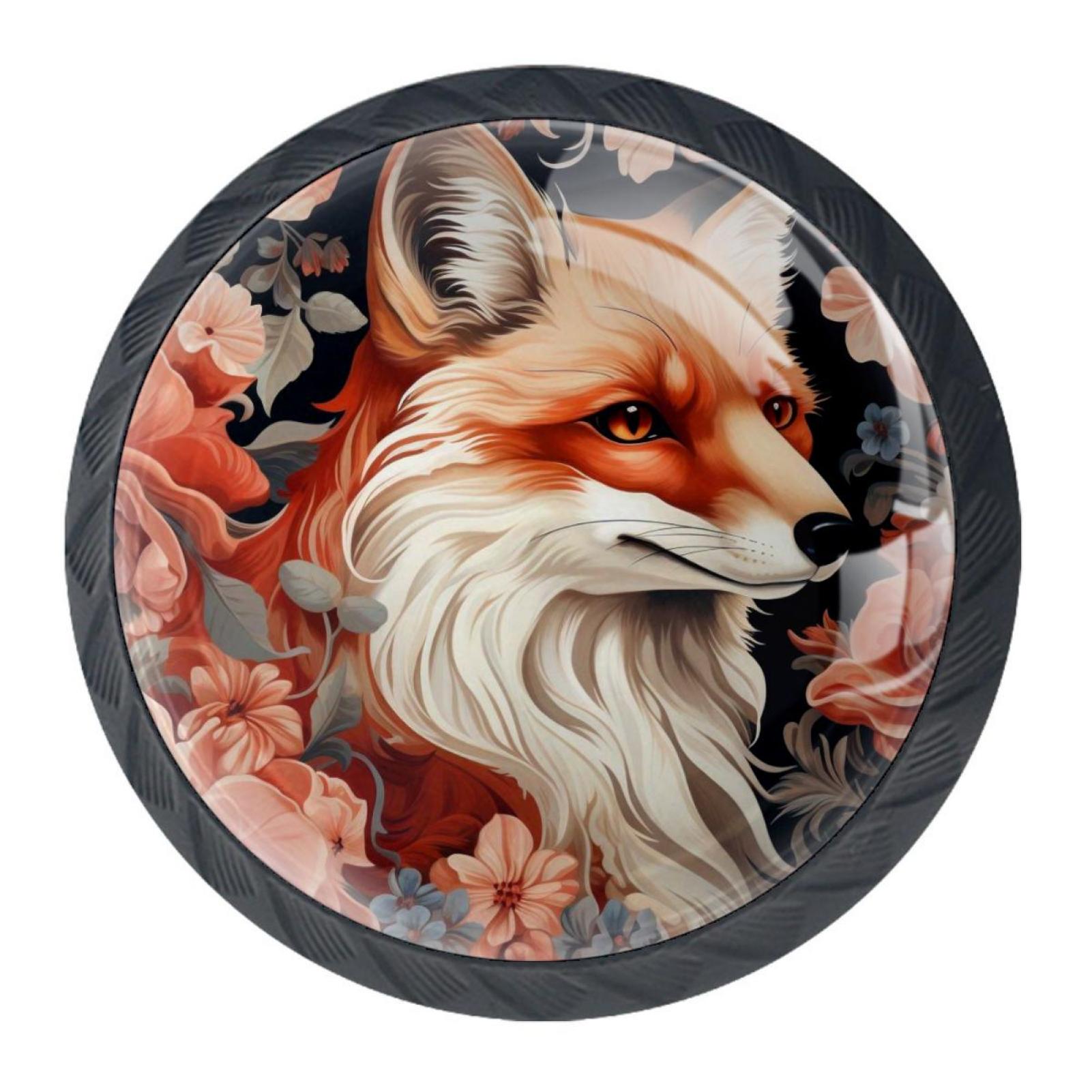 4Pcs Glass Drawer Knob, 35mm Spring Fox M Cabinet Knobs Drawer Door Pulls Handles for Kitchen ...