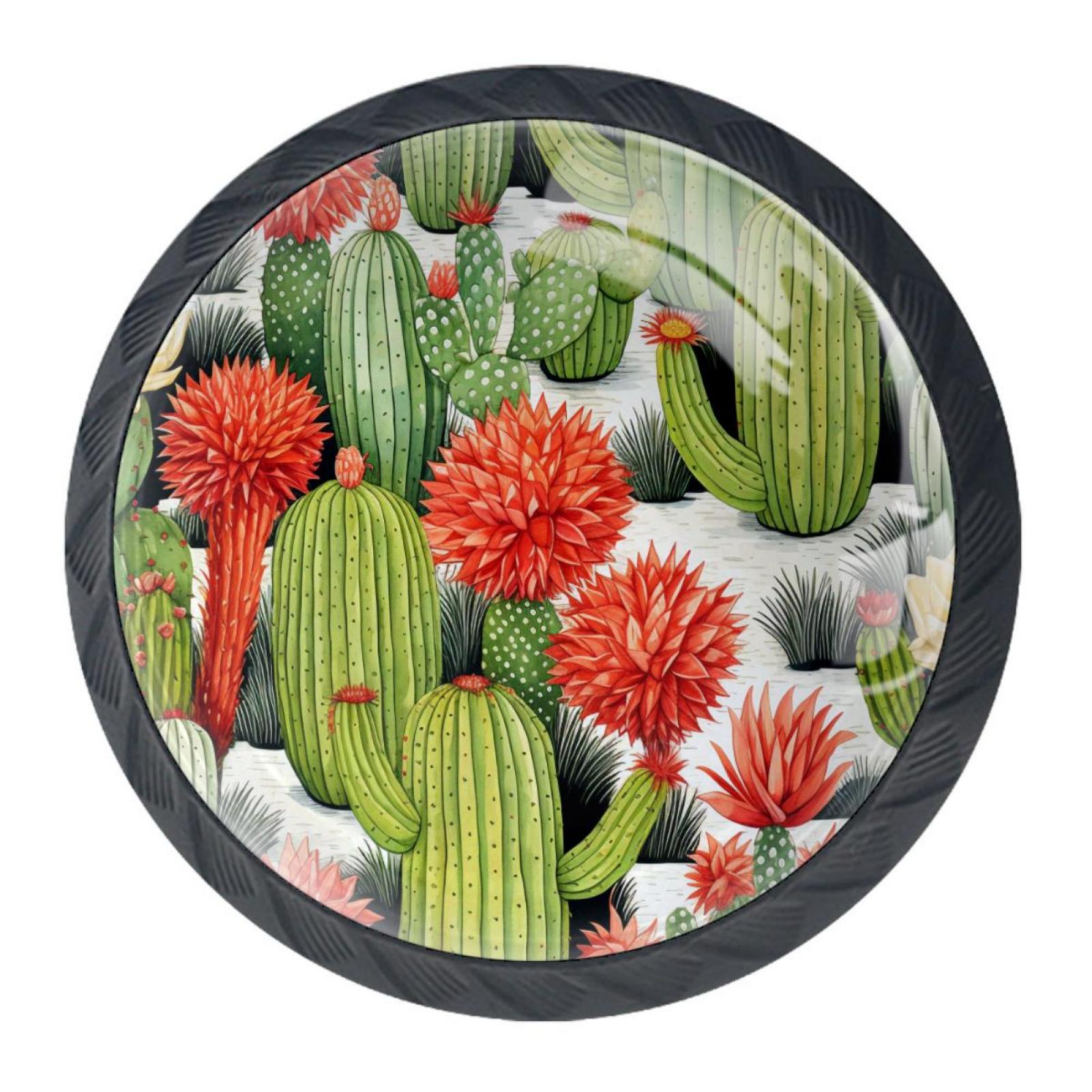 4Pcs Glass Drawer Knob, 35mm White Sand Cactus Cabinet Knobs Drawer ...