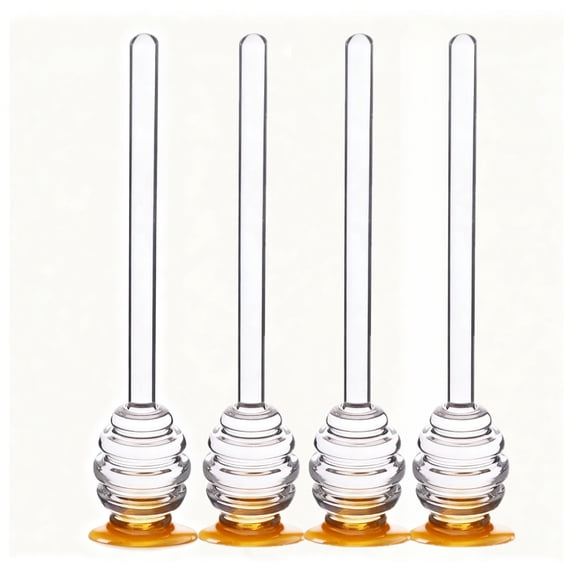 4Pcs Glass Honey Dipper Sticks Stirring Sticks, 6" Clear Server Honey ...