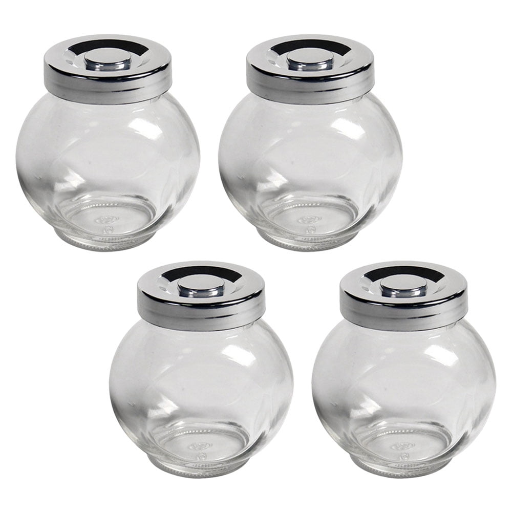 4Pcs Glass Jar with Shaker Pour Lid Seasoning Shaker Glass Bottles ...