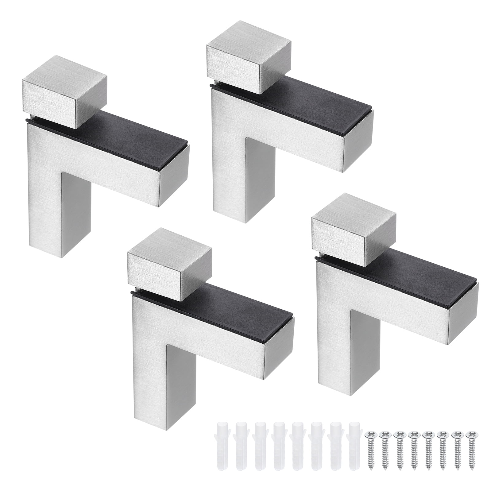 4Pcs Glass Shelf Bracket, Glass Shelf Holder Support Wall Mount Brushed ...