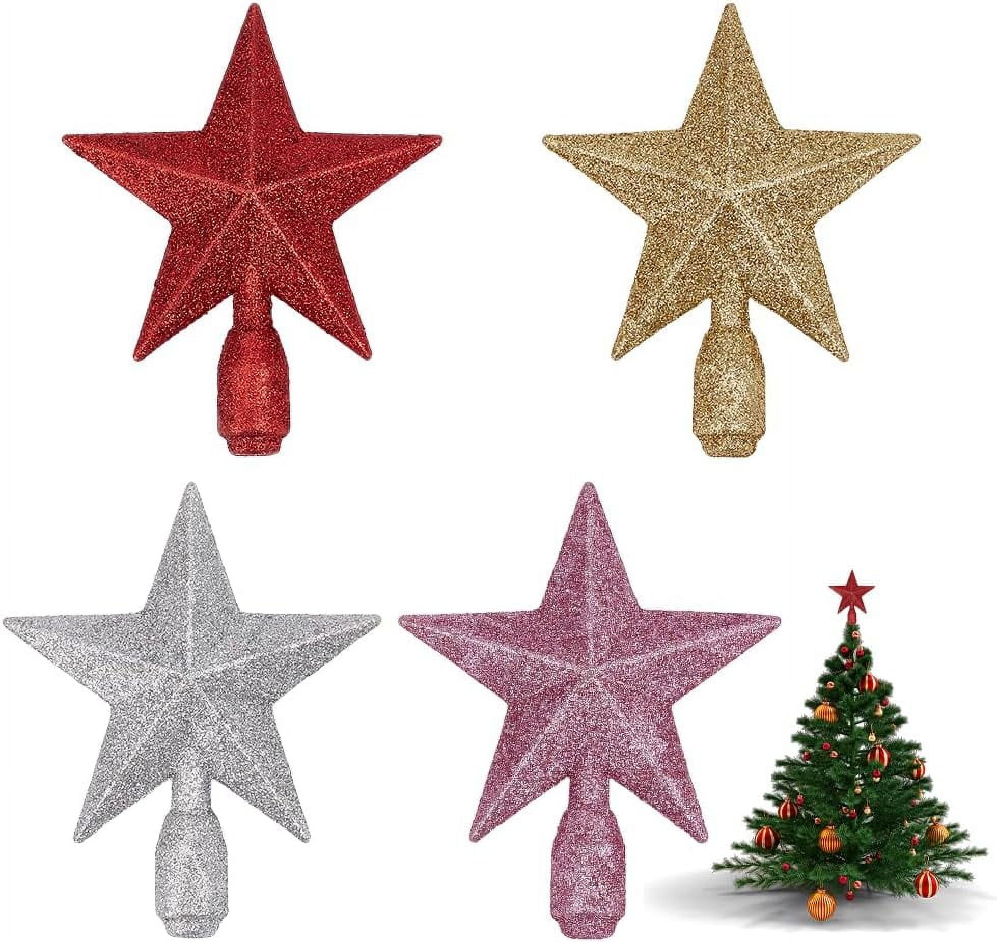 4Pcs Glitter Star Tree Toppers 4.1 Inch Mini Trees Toppers Sparkle ...