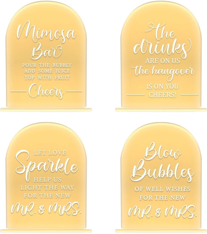 4Pcs Gold Acrylic Guest Book Sign Wedding Sign with Stand 5x7" Arch ...