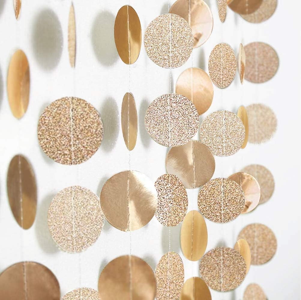 4Pcs Gold Circle Garland Gold Party Decorations Hanging Dot Banner ...