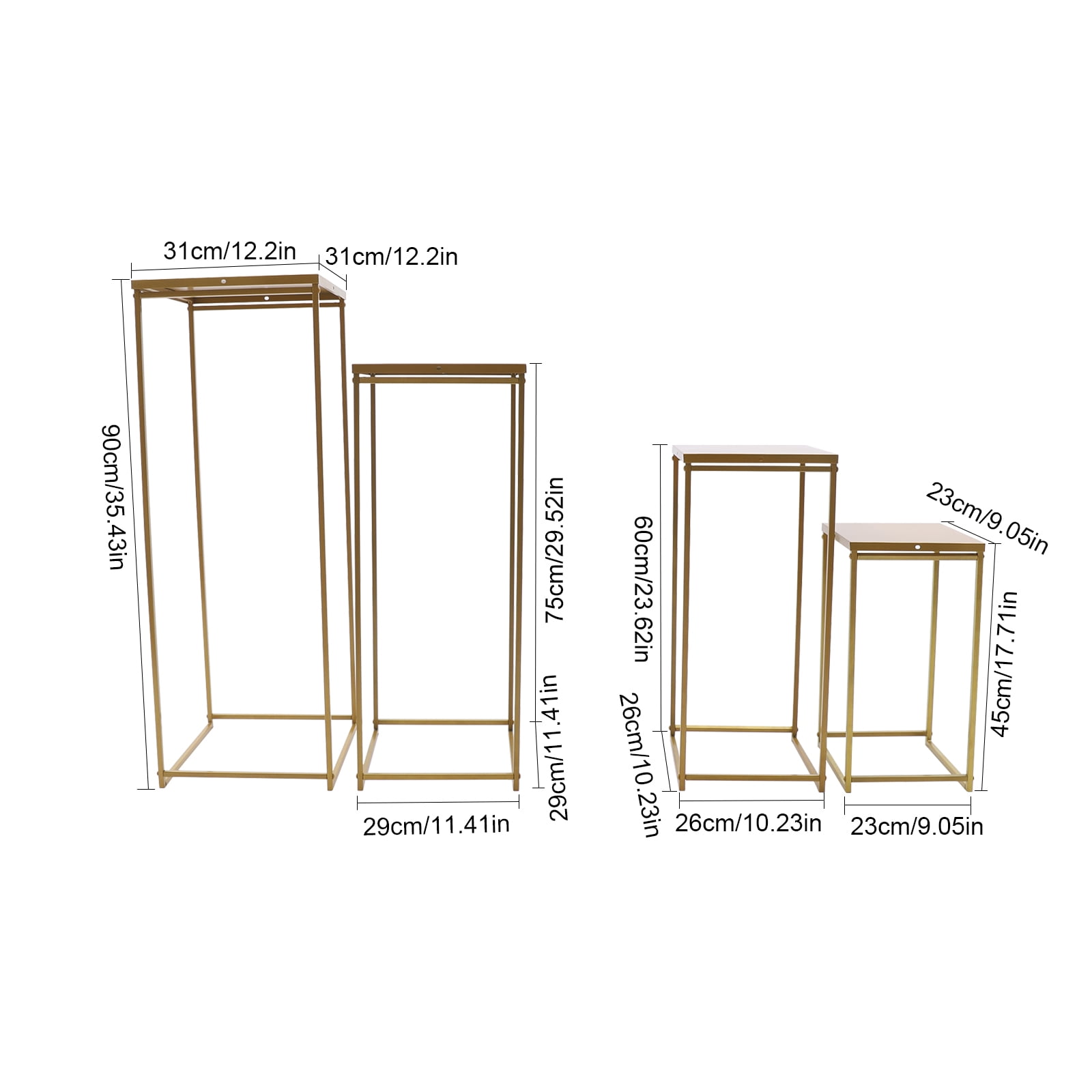 4Pcs Gold Flower Floor Stand Metal Column Vase Display Rack Flower ...