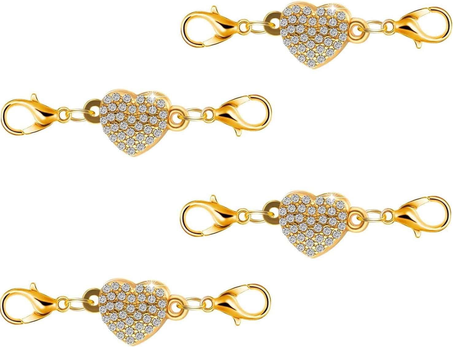 4Pcs Gold Heart & Round Locking Magnetic Jewelry Clasps, Magnetic ...