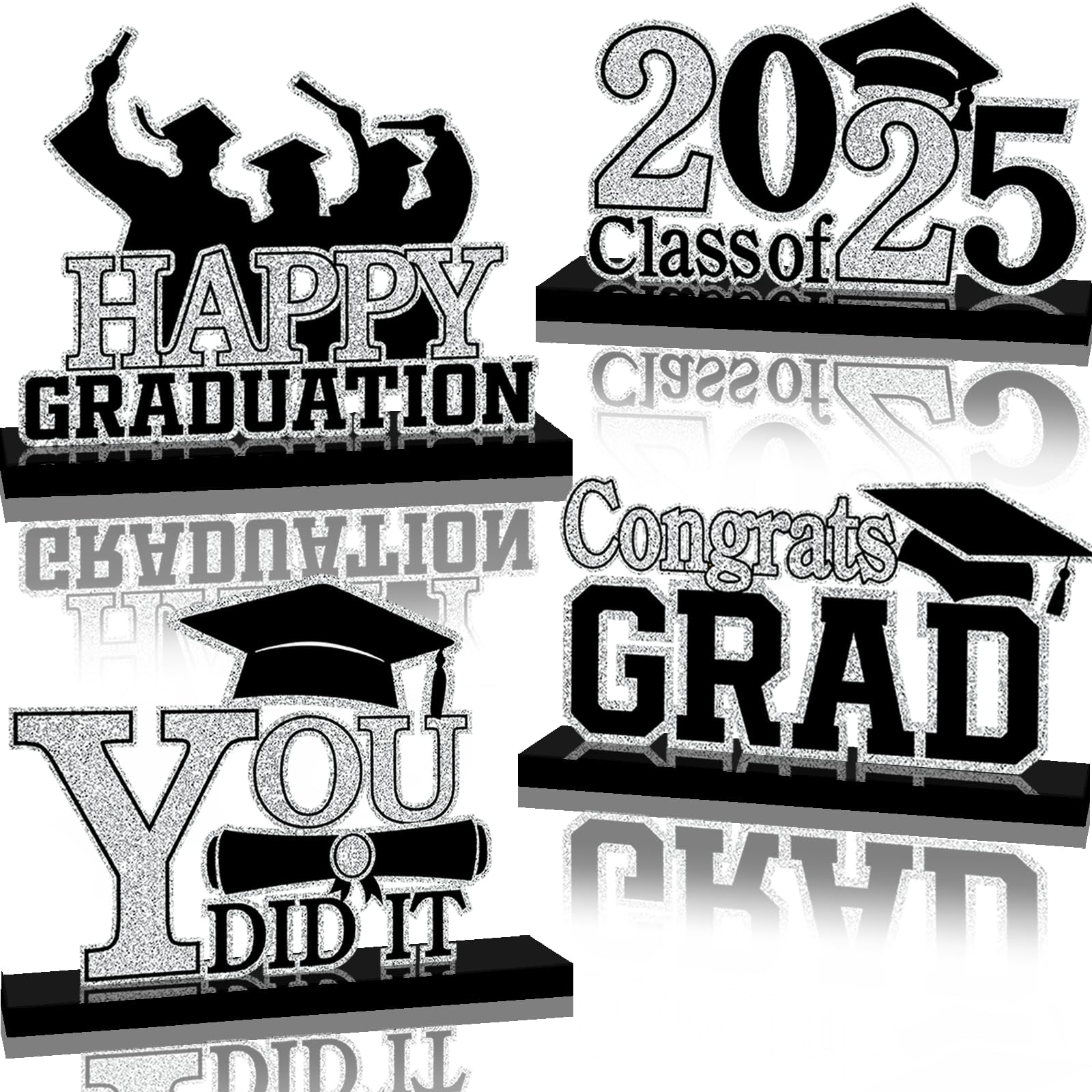 4Pcs Graduation Decorations Class of 2025 Wood Table Centerpieces ...
