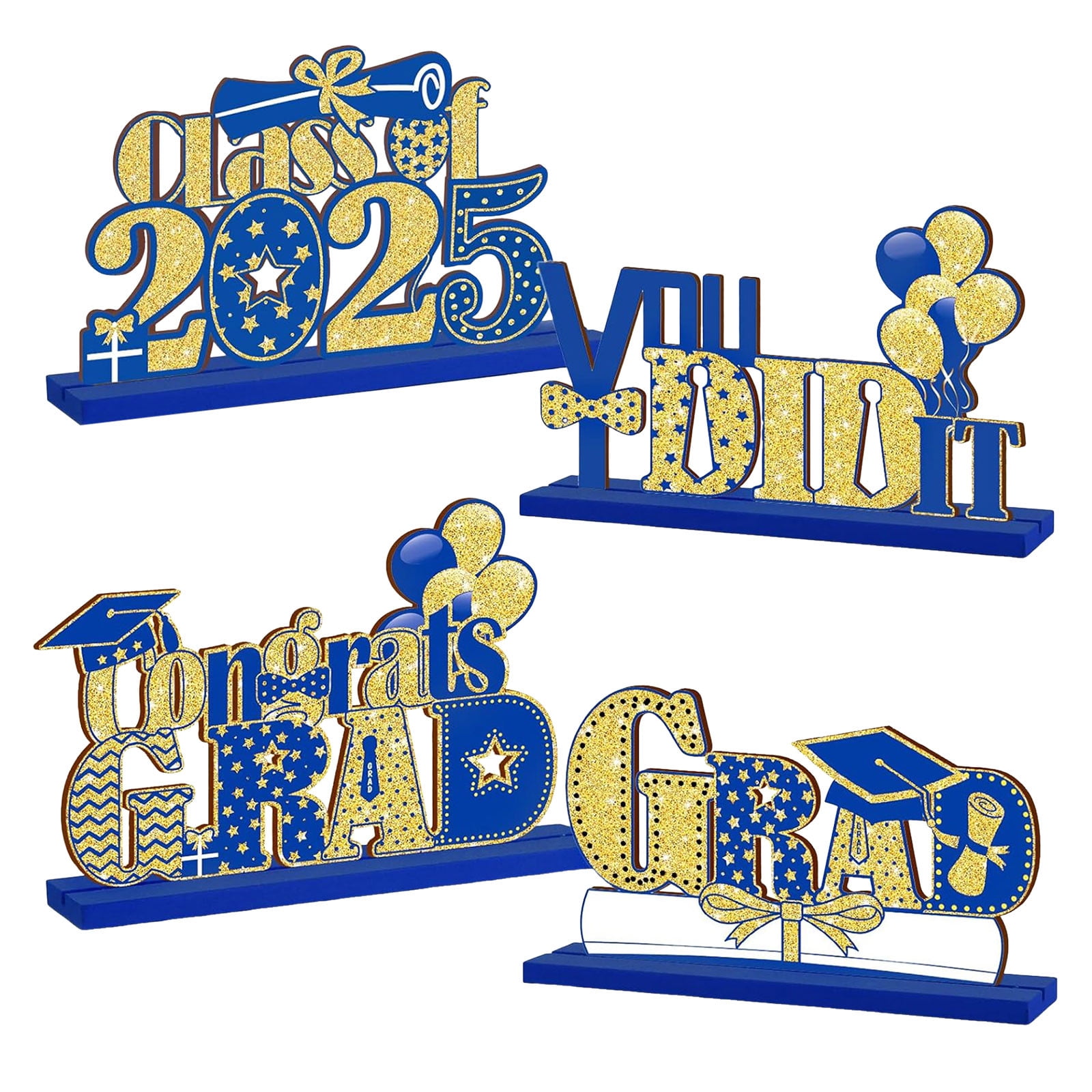 4Pcs Graduation Decorations Class Of 2025 Wood Table Centerpieces ...