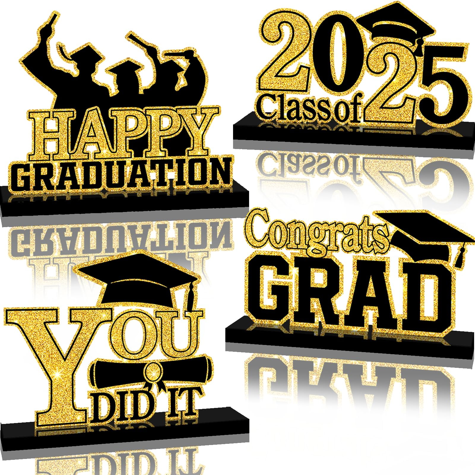 4Pcs Graduation Decorations Class MMF7 of 2025 Wood Table Centerpieces ...