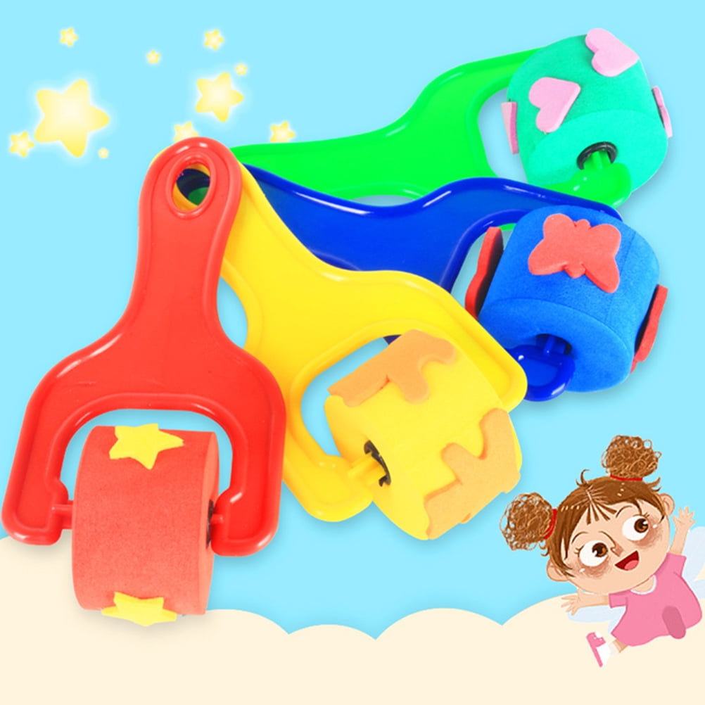 4-Piece Kids Graffiti Painting Rollers and Sponges Set for Art Projects ...