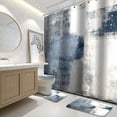 4Pcs Grey Bathroom Shower Curtain Sets with Rugs, Blue and Grey ...