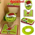 4Pcs Grinch Holiday Bathroom Decor: Toilet Seat Cover, Lid Mat and Rug ...