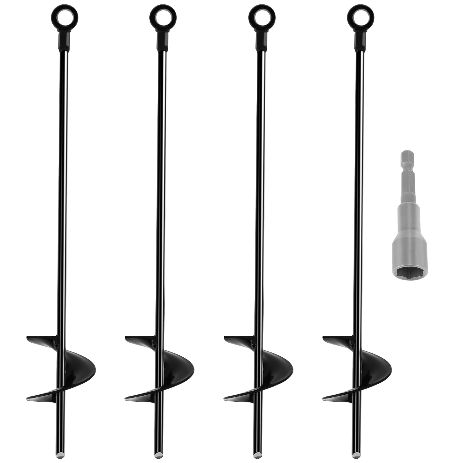 4Pcs Ground Anchors 18inch Spiral Earth Anchors Kit Heavy Duty Metal ...