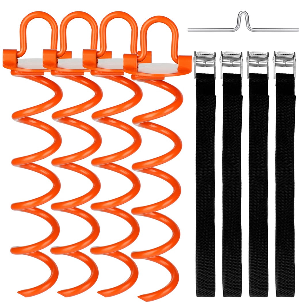 Coofit Trampoline Stake Set, Spiral Ground Pegs, Powder-Coated Iron ...
