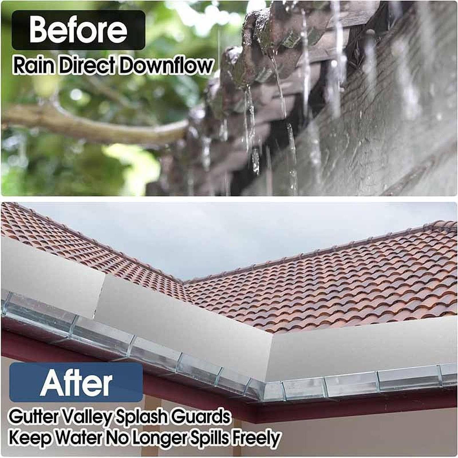 4Pcs Gutter Valley Splash Guards, Rain Gutter Extender, Roofing Gutter ...